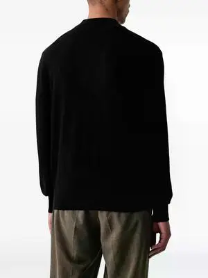 Marc O'polo High-neck Fine Knit Sweater With Logo Embroidery - Black