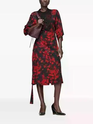 MAISON MARGIELA Floral Print Belted Midi Dress
