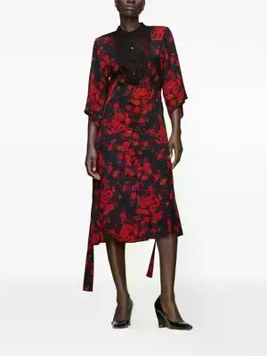 MAISON MARGIELA Floral Print Belted Midi Dress