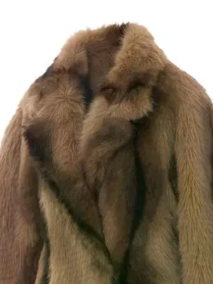 SWORD 6644 Faux-fur Double-breasted Coat - Brown