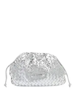 LA CARRIE Woven Leather Shoulder Bag - Silver