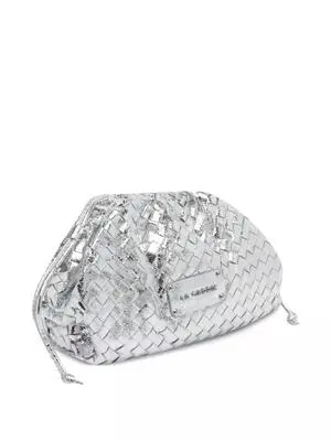 LA CARRIE Woven Leather Shoulder Bag - Silver