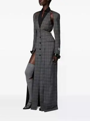 SRVC STUDIO Serpentine Check Wool Coat - Grey