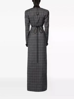 SRVC STUDIO Serpentine Check Wool Coat - Grey