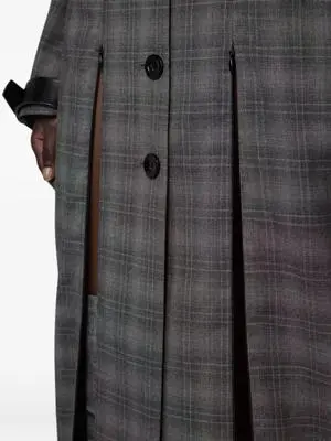SRVC STUDIO Serpentine Check Wool Coat - Grey