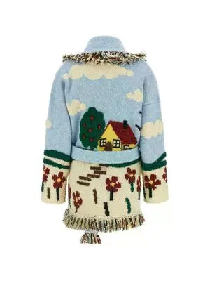 Alanui Jacquard-knit Landscape Cardigan - Blue