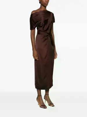 Imperial Asymmetric Neck Twist Detail Dress