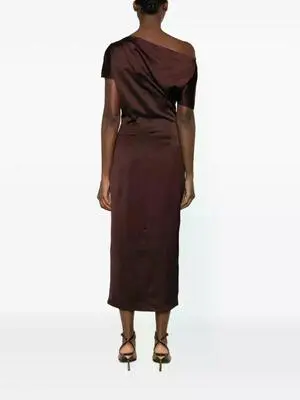 Imperial Asymmetric Neck Twist Detail Dress