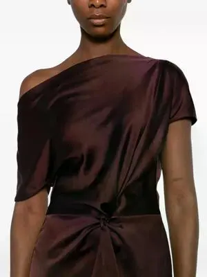 Imperial Asymmetric Neck Twist Detail Dress