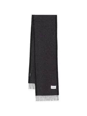 Marc O'polo Fringed Logo-patch Scarf - Grey