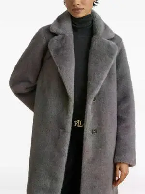 Ralph Lauren Faux Fur Notched Lapel Coat