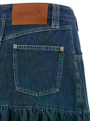Farm Rio Ruffled Button-front Denim Mini Skirt