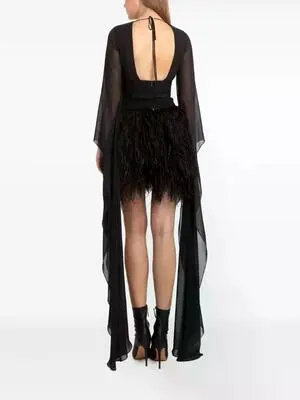 GEMY MAALOUF V-neck Draped-sleeve Top