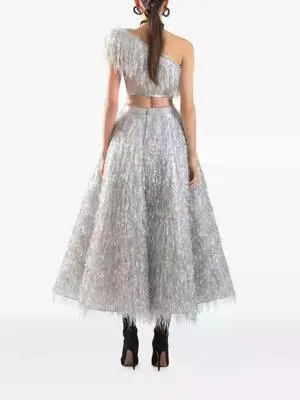 GEMY MAALOUF Fringe-trimmed One-shoulder Top