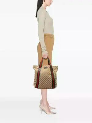 Gucci Gg Canvas Web Tote Bag - Neutrals