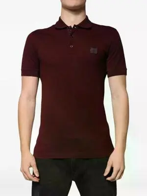 Dolce & Gabbana Leather-patch Cotton-piqué Polo Shirt - Brown