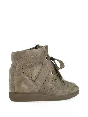 Isabel Marant Étoile Bobby Suede Calfskin Leather Wedge Sneakers - Brown