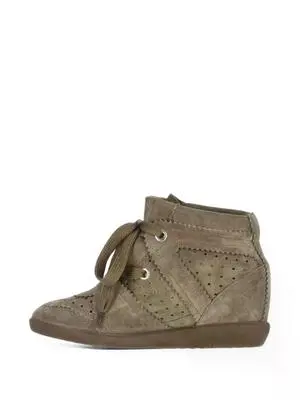 Isabel Marant Étoile Bobby Suede Calfskin Leather Wedge Sneakers - Brown