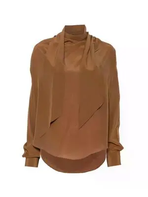 PETAR PETROV Pussy-bow Silk Blouse - Brown
