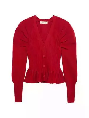 Blumarine Cable-knit Peplum Cardigan