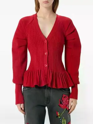 Blumarine Cable-knit Peplum Cardigan