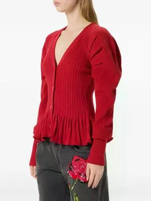 Blumarine Cable-knit Peplum Cardigan