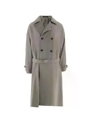 Giorgio Armani Double-breasted Belted Coat - Grey
