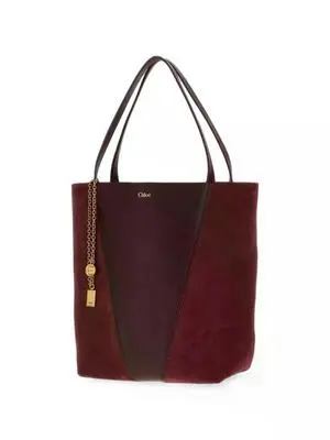 Chloé Spin Leather Suede Tote Bag - Red