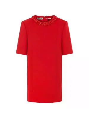 Essentiel Antwerp Kaylin Bead-embellished Crewneck Dress - Red
