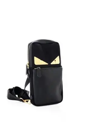 Fendi Monster Sling Bag Nylon And Leather Medium Crossbody Bag