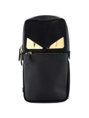 Fendi Monster Sling Bag Nylon And Leather Medium Crossbody Bag