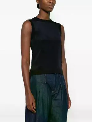 Max Mara Sleeveless Ribbed Trim Top - Blue