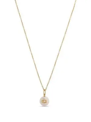 COACH Logo Plaque Pearl Pendant Necklace