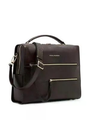 PIQUADRO Dark Pebbled Grain Logo Laptop Bag