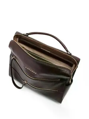 PIQUADRO Dark Pebbled Grain Logo Laptop Bag