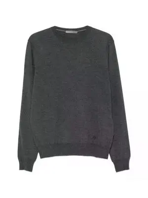 Corneliani Crew Neck Long Sleeve Fine Knit Sweater - Grey