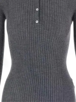 SA SU PHI Ribbed Knit Long Sleeve Polo Shirt