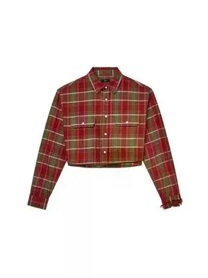 PURPLE BRAND Cropped Plaid Shirt