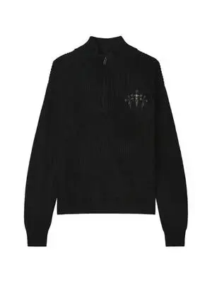 FIVE CM Ribbed Knit Half-zip Sweater With Logo Plaque