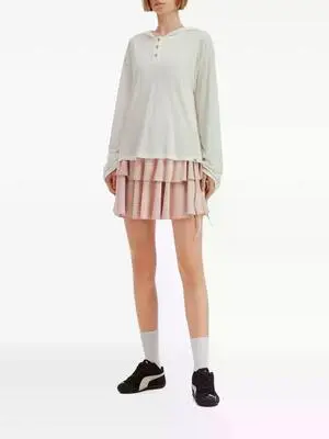 MINI CREAM Drop-shoulder Striped Hoodie And Skirt Set