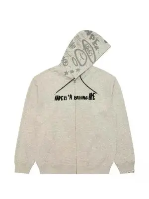 AAPE BY *A BATHING APE Aaper Logo-embroidered Zip-up Hoodie - Grey