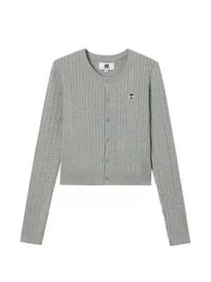 CHOCOOLATE Cable-knit Embroidered Cardigan - Grey