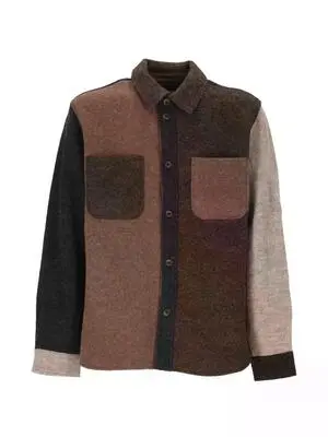 LES DEUX Colour-block Wool Overshirt - Brown