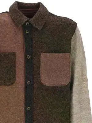 LES DEUX Colour-block Wool Overshirt