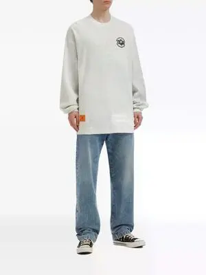 FINGERCROXX Waffle-knit Graphic-print T-shirt - Grey