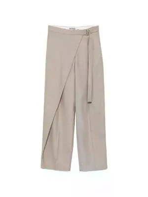 ROSSI Wrap-front D-ring Trousers - Grey