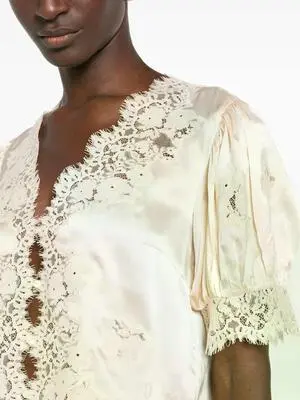 DÔEN Idella Lace-trimmed Top - Neutrals