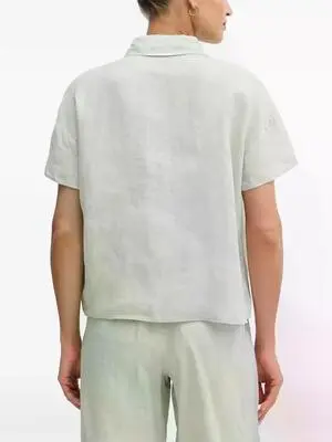 BENETTON Short Sleeve Linen Polo Shirt - Green