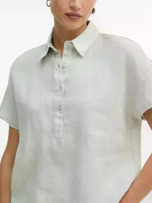 BENETTON Short Sleeve Linen Polo Shirt - Green