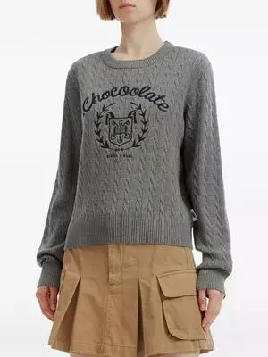 CHOCOOLATE Cable-knit Embroidered Sweater